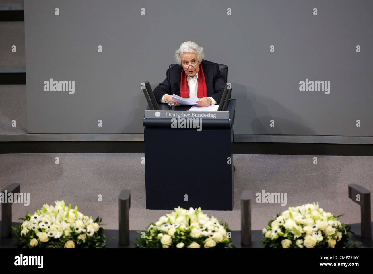Holocaust survivor Anita Lasker-Wallfisch delivers her speech during a ...