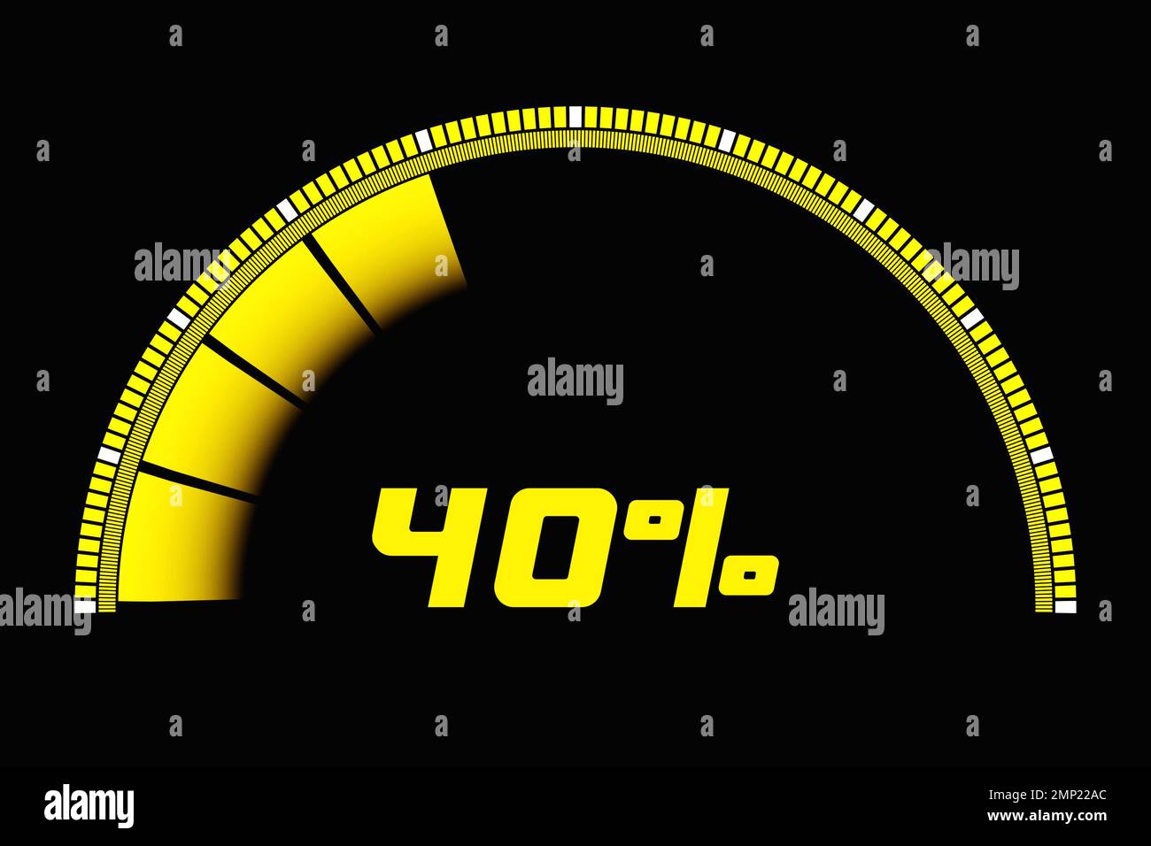 3d illustration control panel icon with indicator 40 . Low risk concept ...