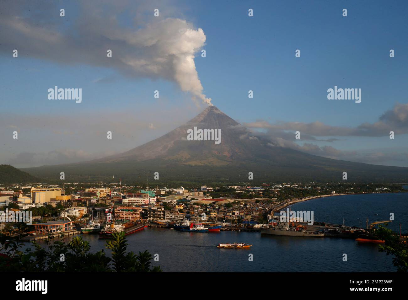 Mayon volcano spews ash anew during its mild eruption as seen in ...