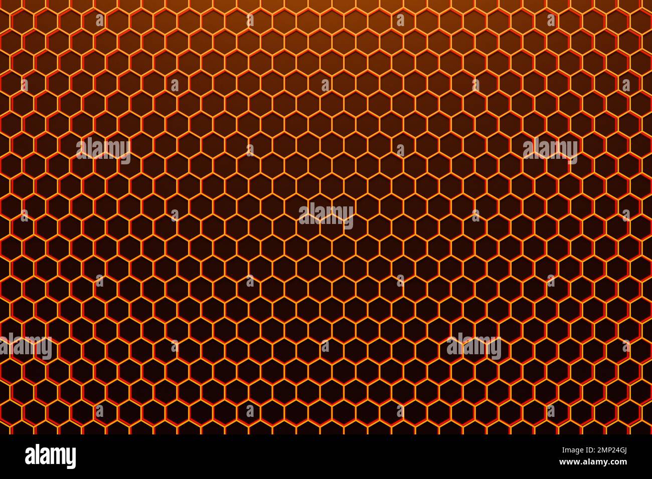 3d illustration of a orange honeycomb monochrome honeycomb for honey ...