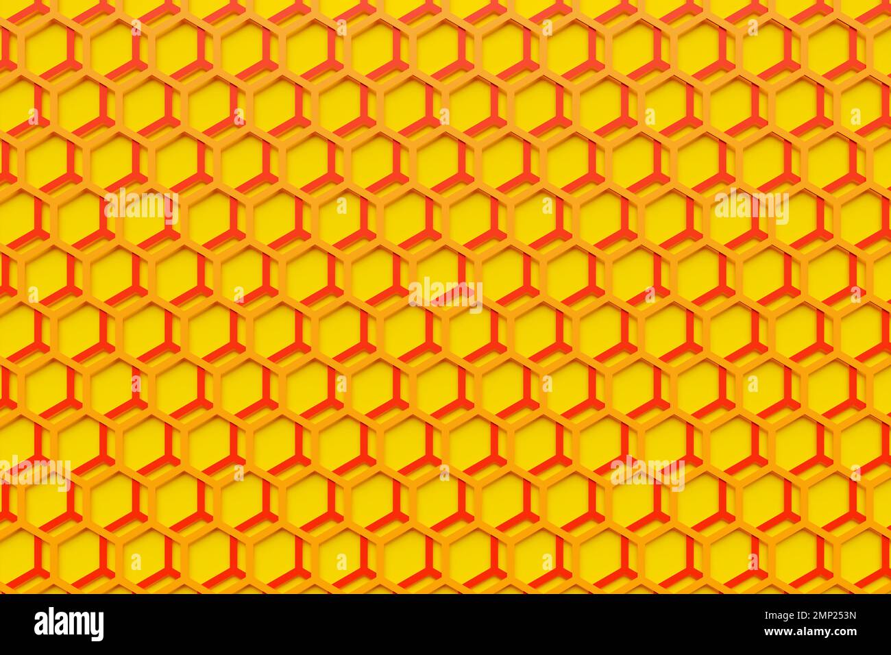 3d illustration of a orange honeycomb monochrome honeycomb for honey ...