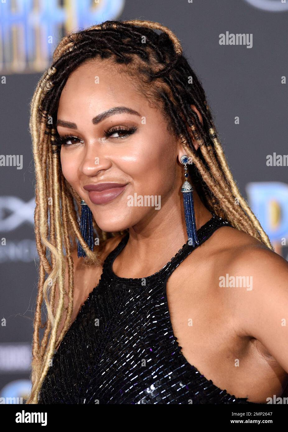 Actress Meagan Good poses at the premiere of the film "Black Panther ...