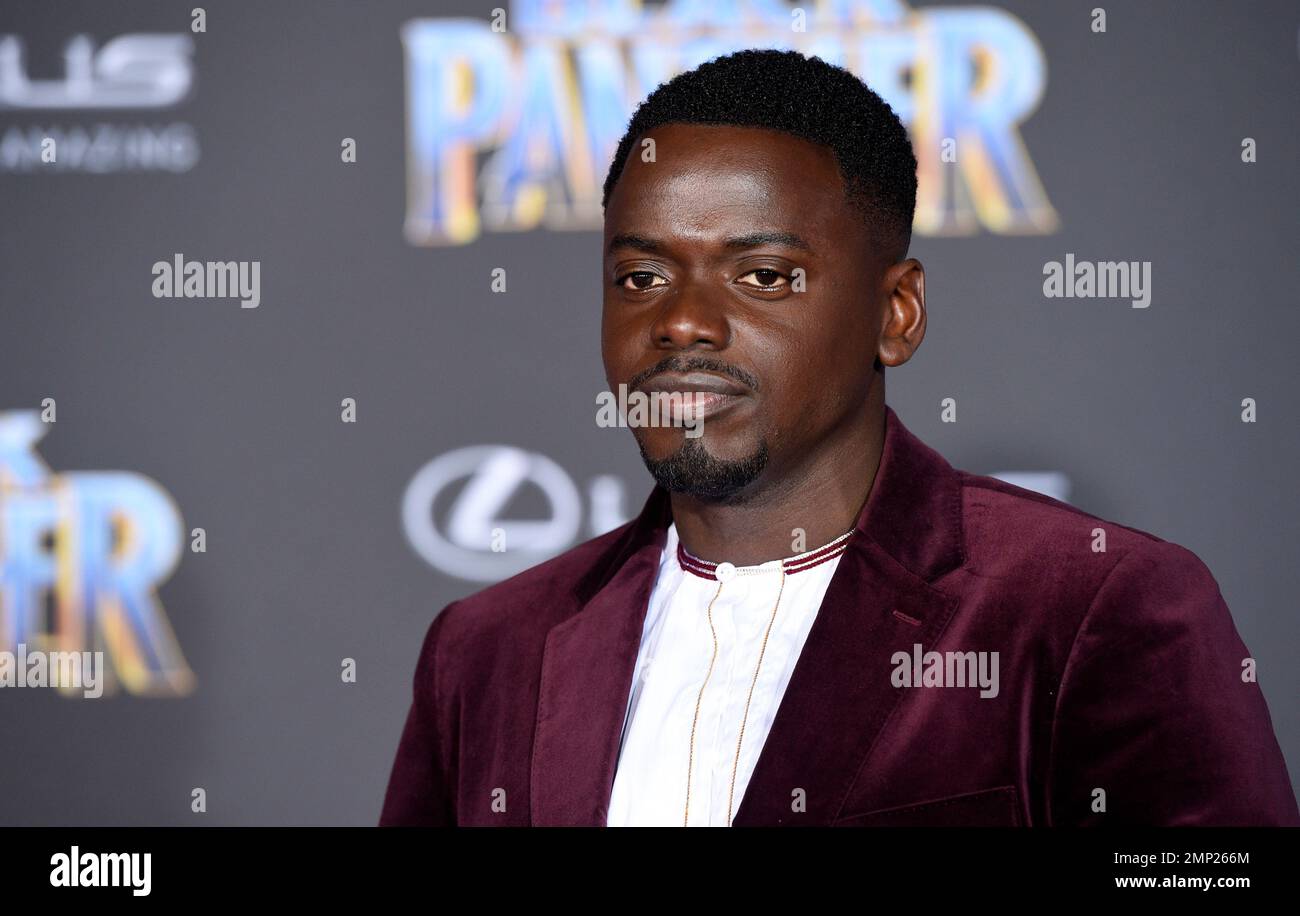 Daniel Kaluuya, a cast member in "Black Panther," poses at the premiere ...