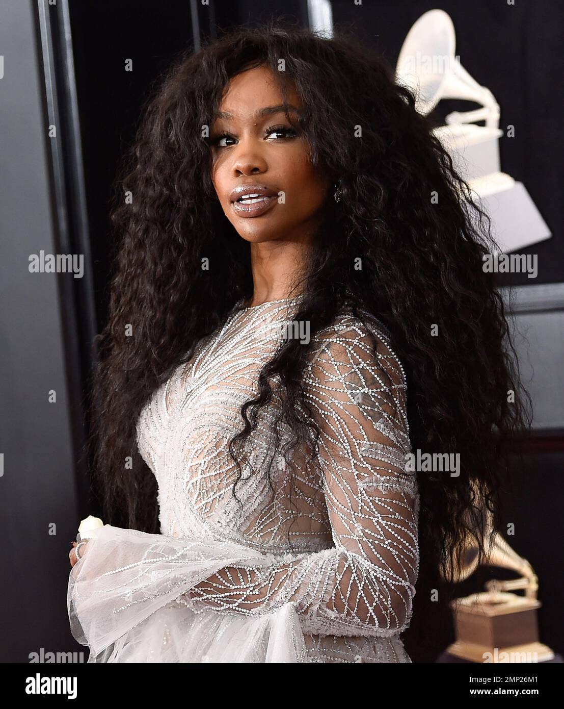 SZA arrives at the 60th annual Grammy Awards at Madison Square Garden ...