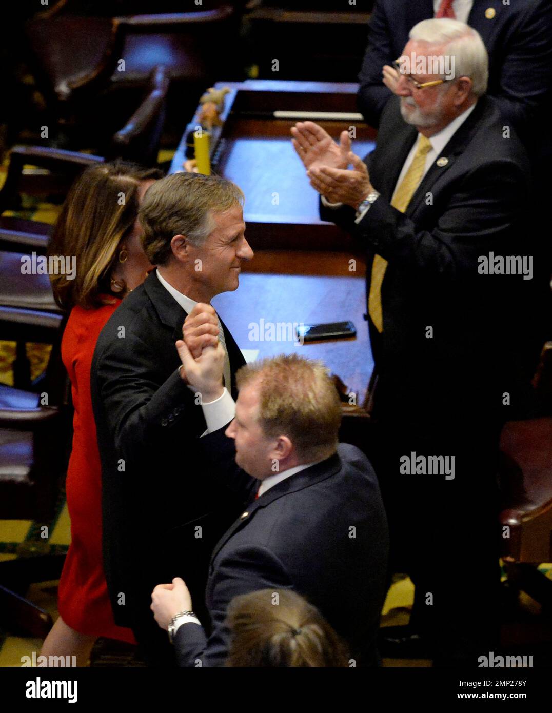 Gov. Bill Haslam, and his wife, Crissy, leave the House chamber after ...