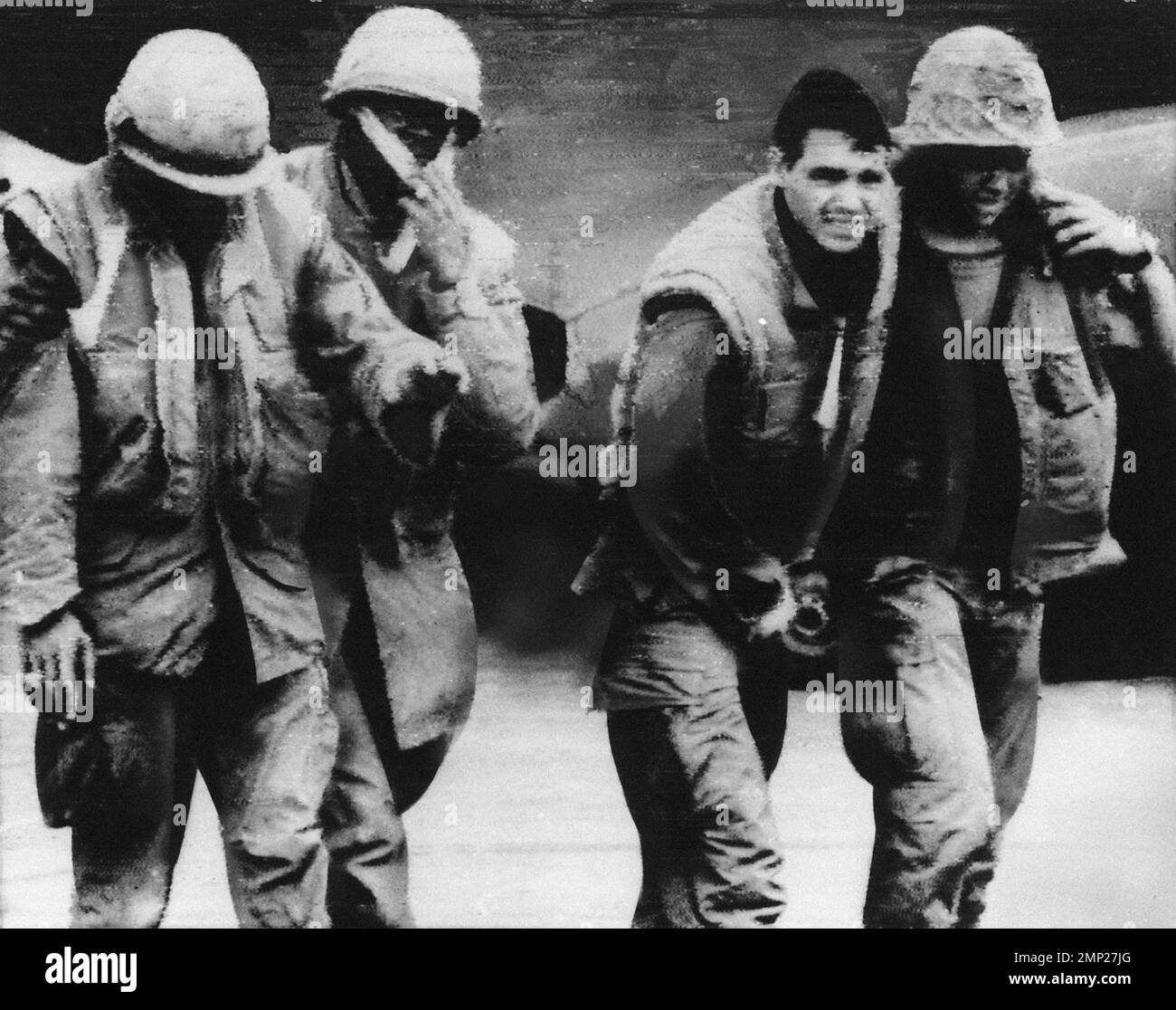 FILE - In this Feb. 5, 1968, file photo, a blinded U.S. Marine, left ...