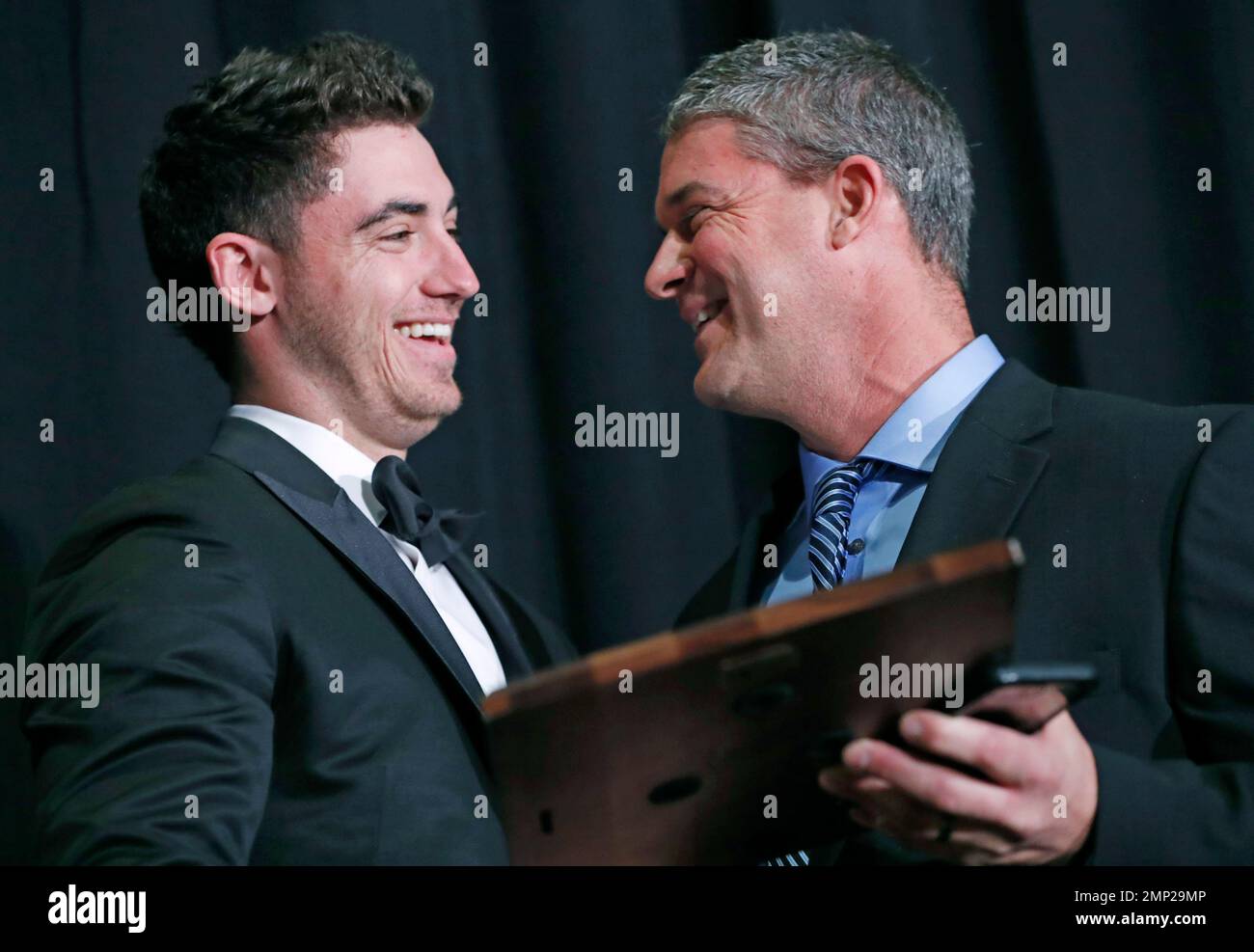 National League Rookie of the Year Cody Bellinger, left, of the Los ...