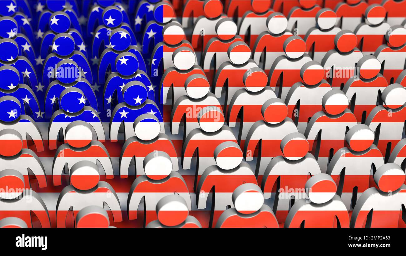 Figures and US flag - people of the USA Stock Photo - Alamy