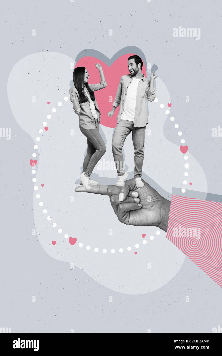 Vertical collage art design photo of two young students fun chill ...