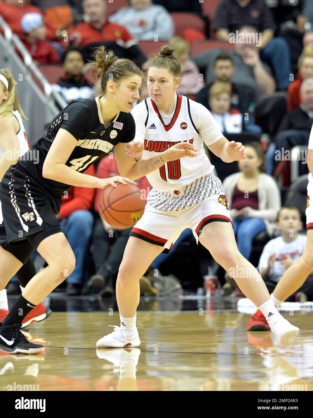 Louisville guard Sydney Zambrotta (10) guards Wake Forest forward Elisa ...