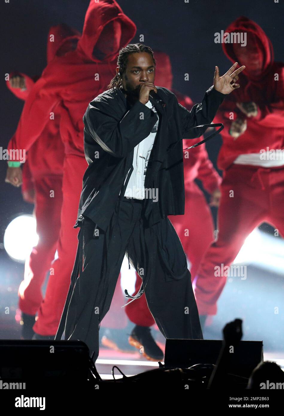 Kendrick Lamar performs onstage at the 60th annual Grammy Awards at ...