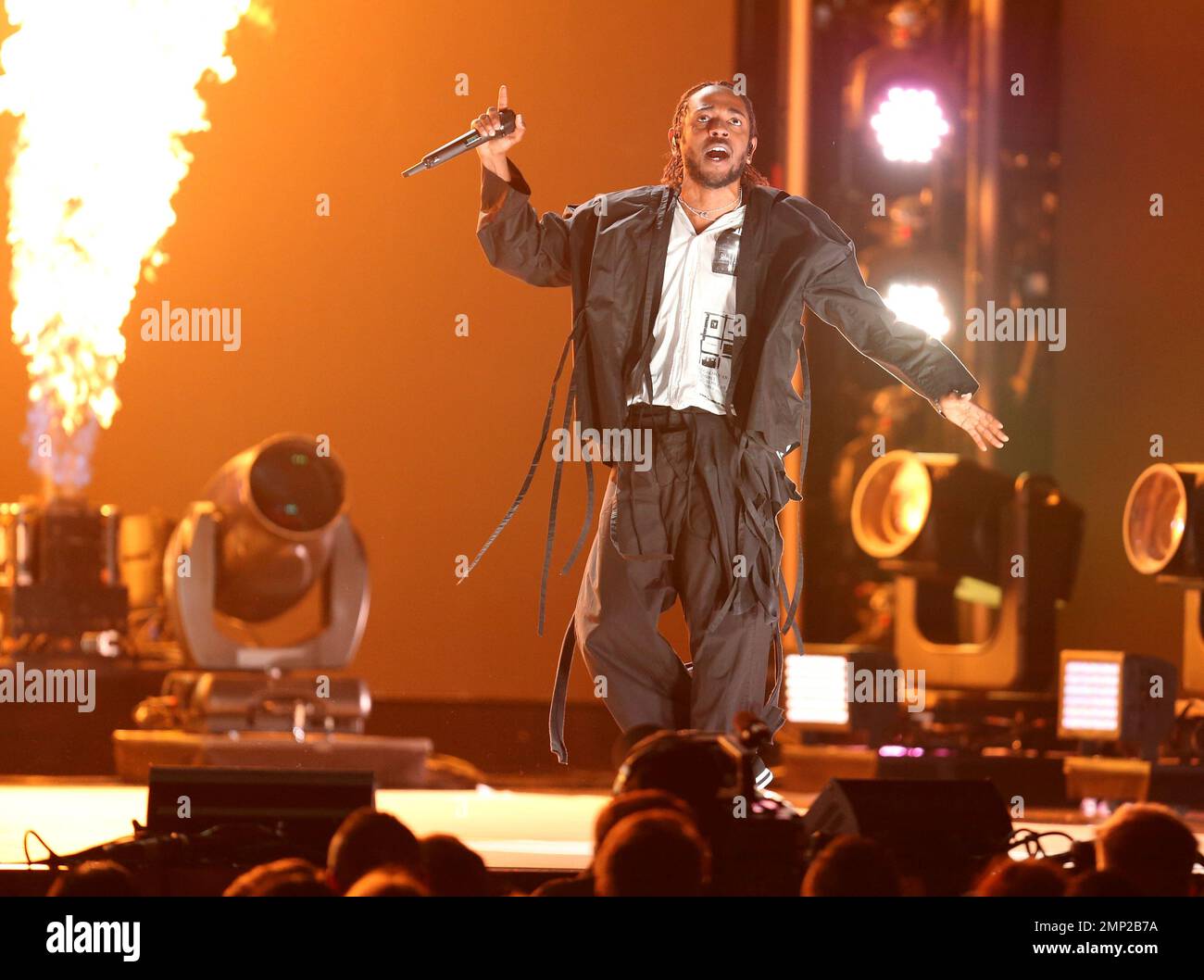 Kendrick Lamar performs onstage at the 60th annual Grammy Awards at ...