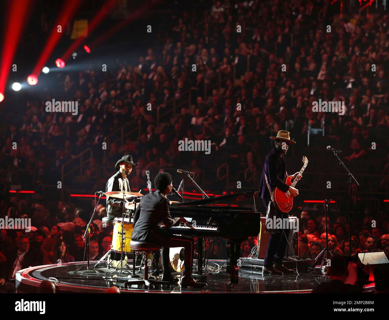 Joe Saylor, from left, Jon Batiste and Gary Clark Jr. perform a tribute ...