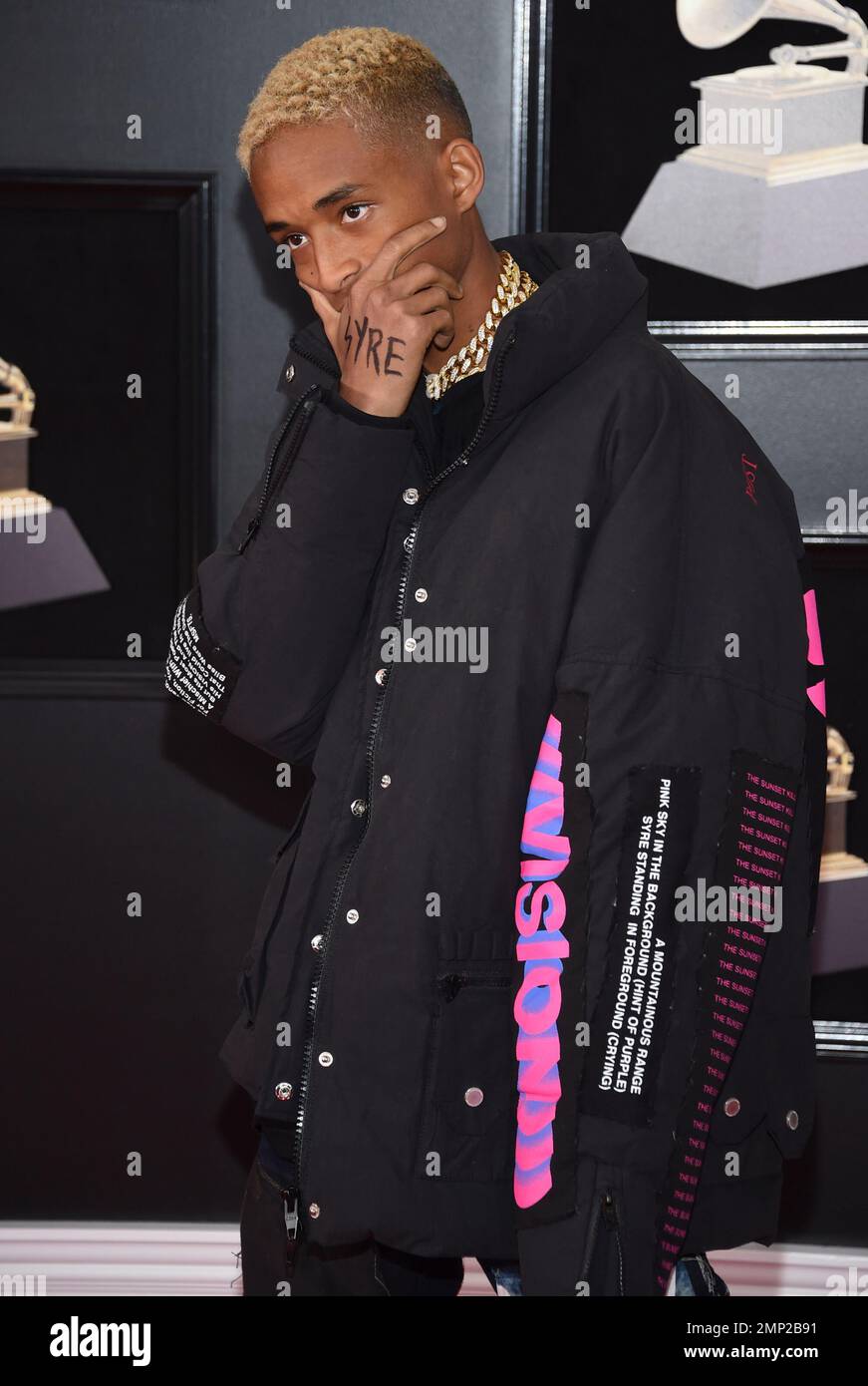 Jaden Smith arrives at the 60th annual Grammy Awards at Madison Square ...