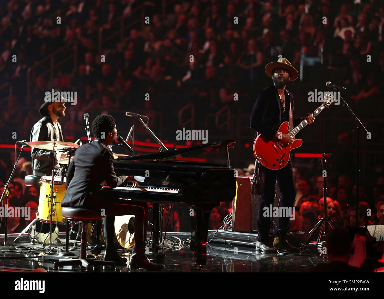 Joe Saylor, from left, Jon Batiste and Gary Clark Jr. perform a tribute ...