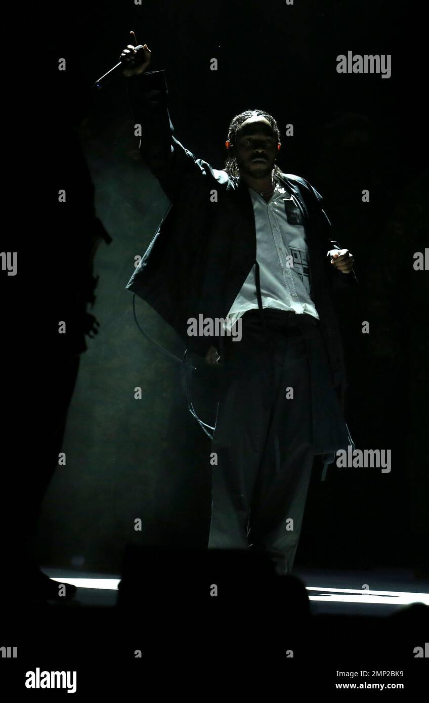 Kendrick Lamar performs onstage at the 60th annual Grammy Awards at ...