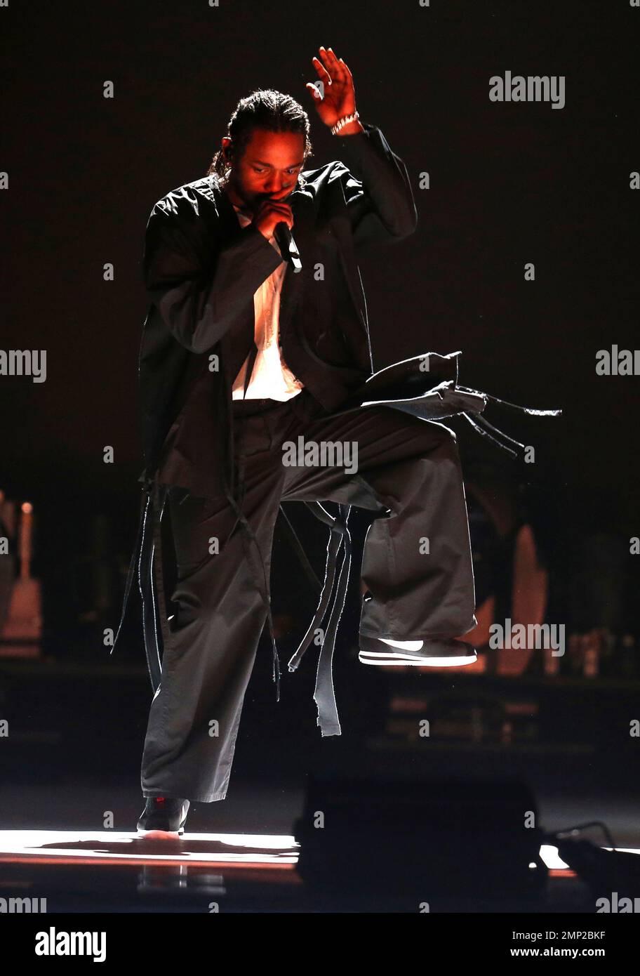 Kendrick Lamar performs onstage at the 60th annual Grammy Awards at ...