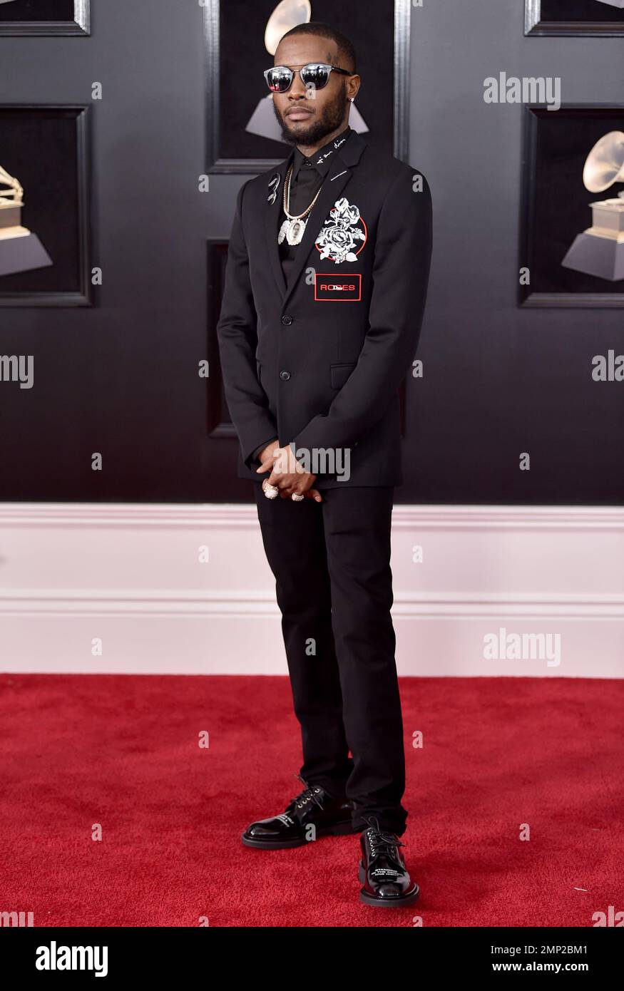 Shy Glizzy arrives at the 60th annual Grammy Awards at Madison Square ...