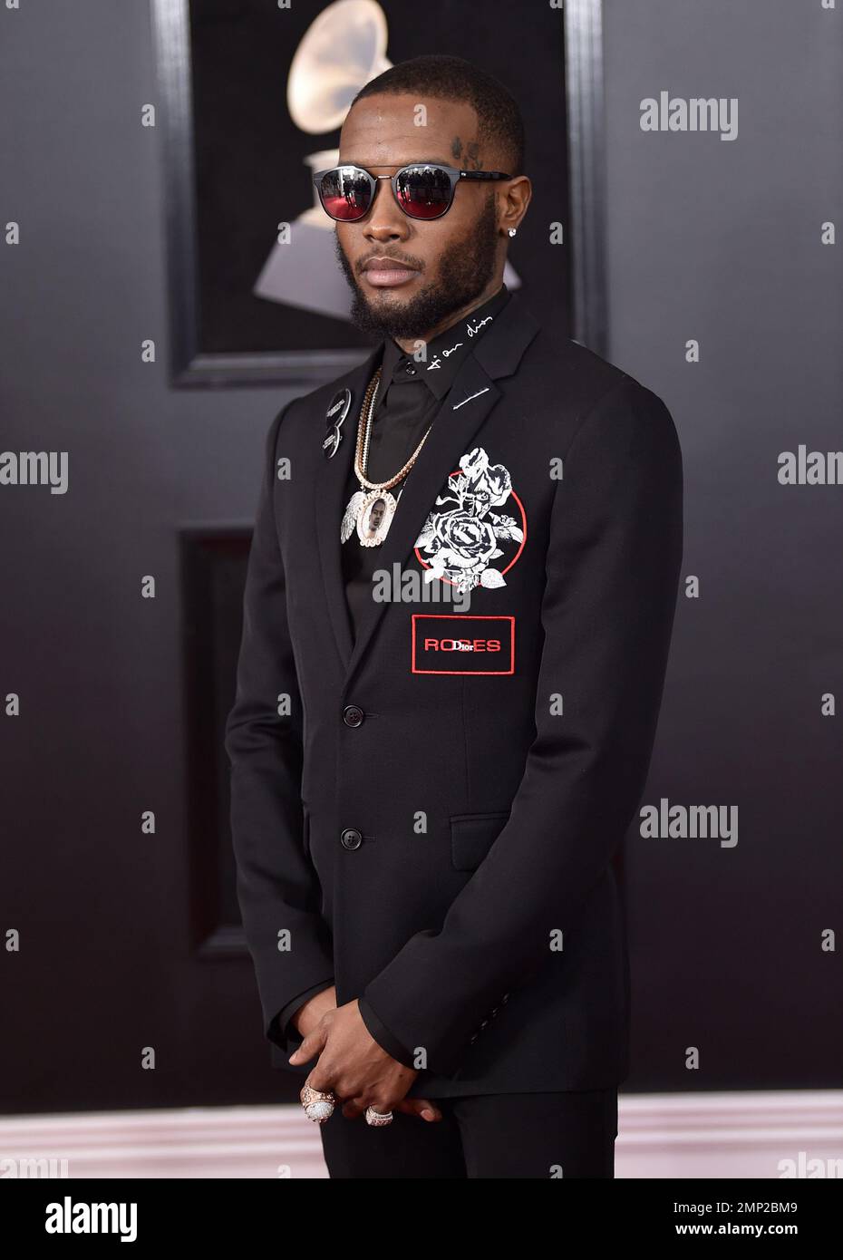 Shy Glizzy arrives at the 60th annual Grammy Awards at Madison Square ...