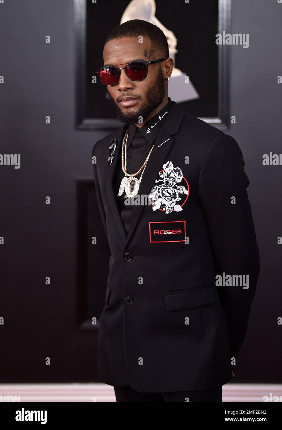 Shy Glizzy arrives at the 60th annual Grammy Awards at Madison Square ...