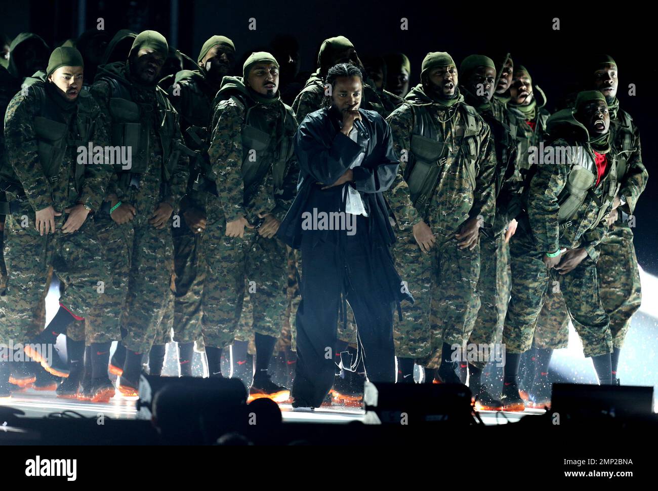 Kendrick Lamar performs at the 60th annual Grammy Awards at Madison ...