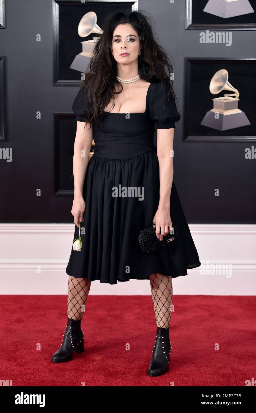 Sarah Silverman arrives at the 60th annual Grammy Awards at Madison ...