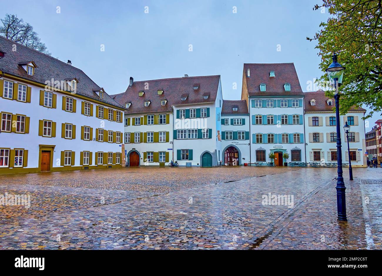 BASEL, SWITZERLAND - APRIL 1, 2022: Munsterplatz pedestrian sqaure with ...