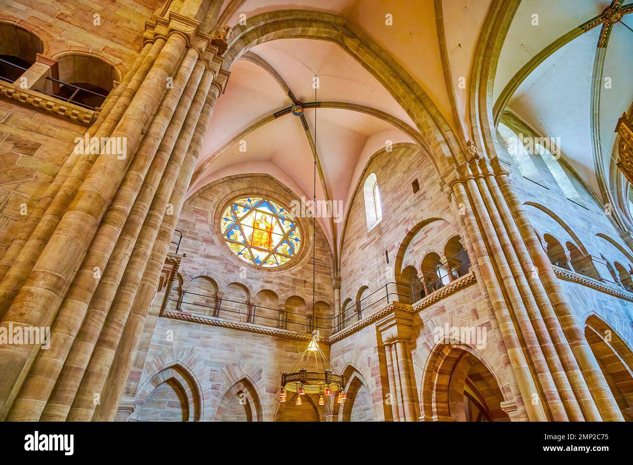 BASEL, SWITZERLAND - APRIL 1, 2022: Scenic round window rose of the ...