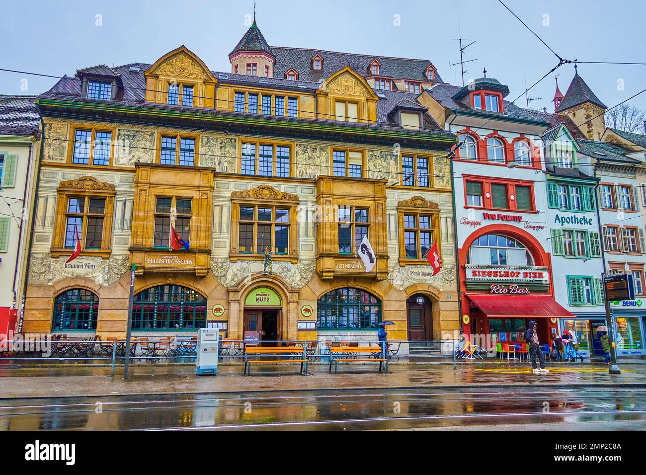 BASEL, SWITZERLAND - APRIL 1, 2022: Facade of historical building on ...