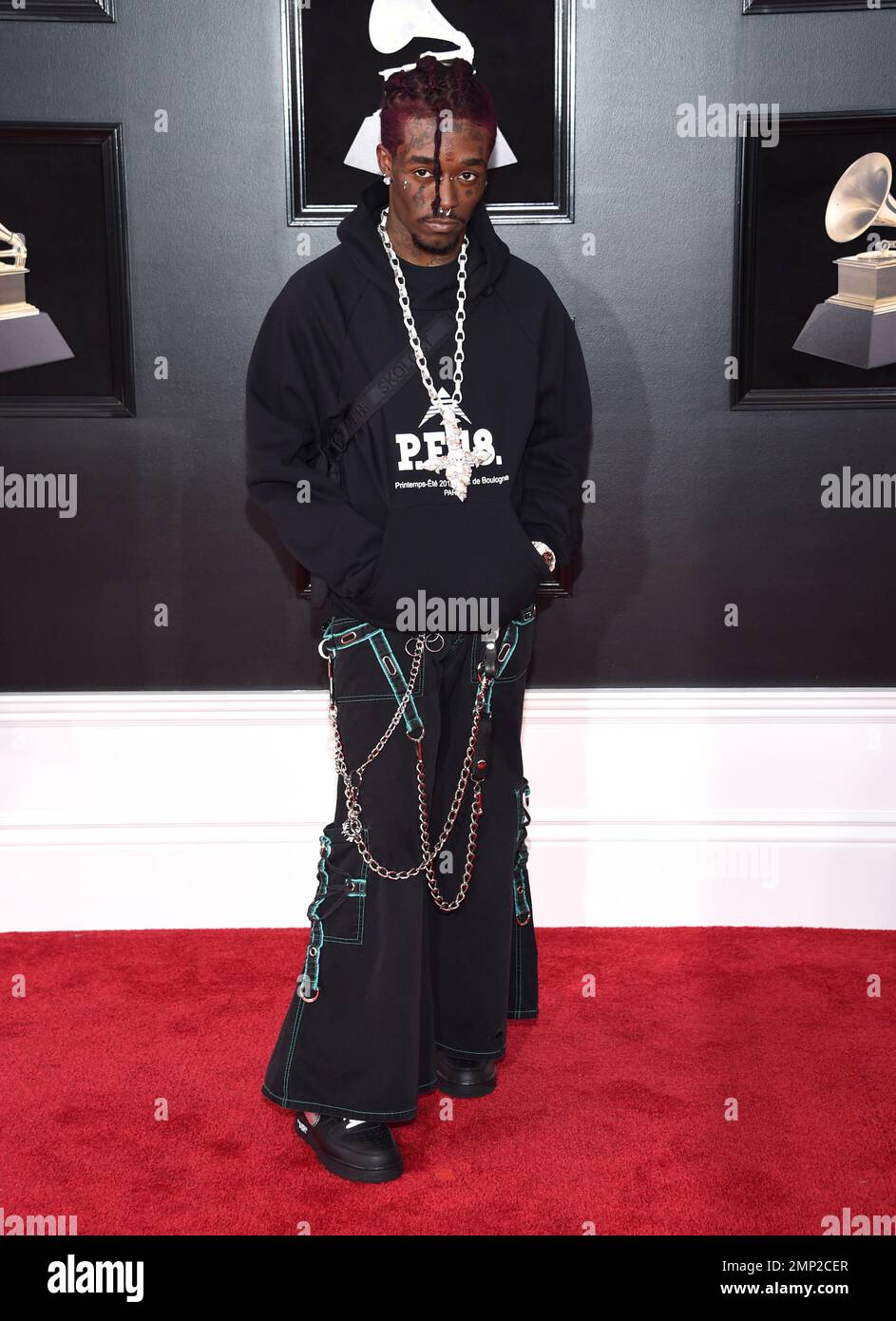 Lil Uzi Vert arrives at the 60th annual Grammy Awards at Madison Square ...
