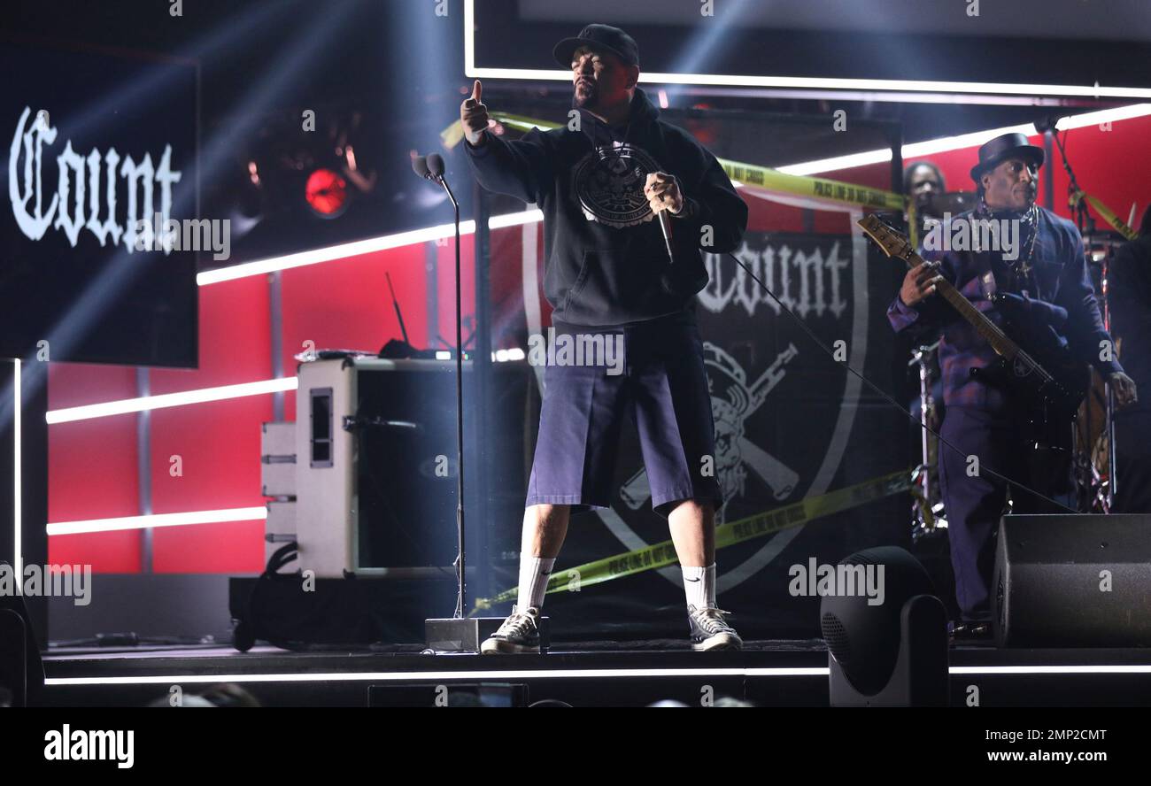 Ice-T, of Body Count, performs at the 60th annual Grammy Awards at ...