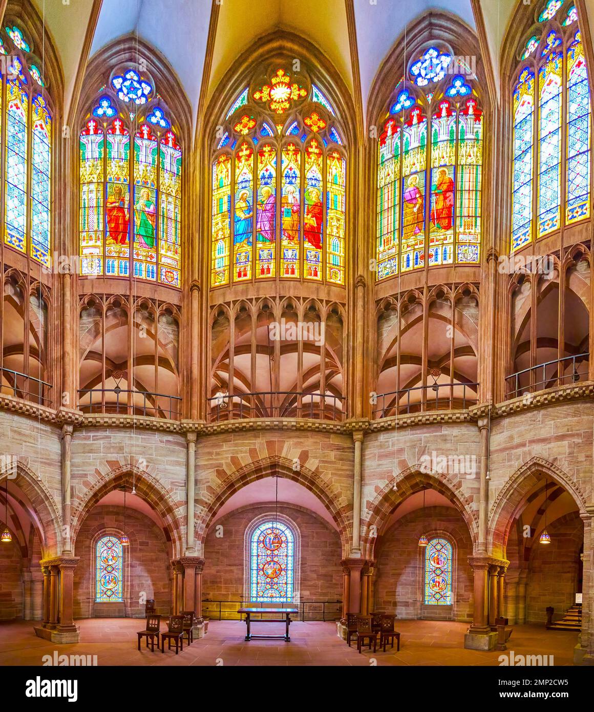 BASEL, SWITZERLAND - APRIL 1, 2022: The Apse of Basel Minster Cathedral ...