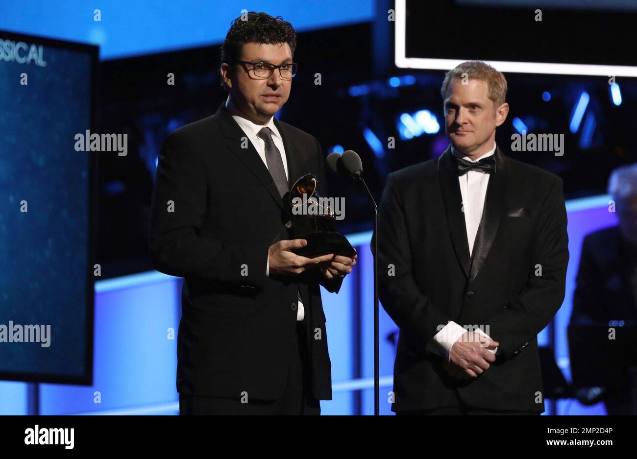 Serban Ghenea, left, and John Hanes accept the the best engineered ...