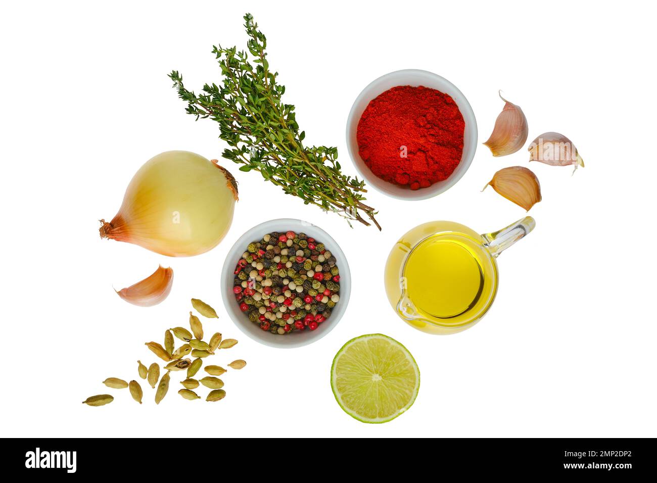 All purpose spice and herbs. Condiments isolated on white background ...