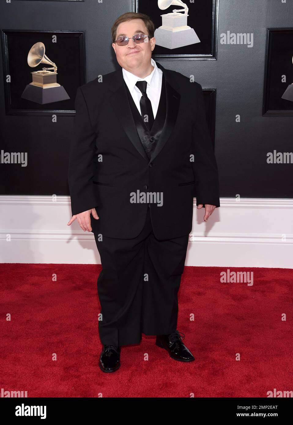 Michael Cleveland arrives at the 60th annual Grammy Awards at Madison ...