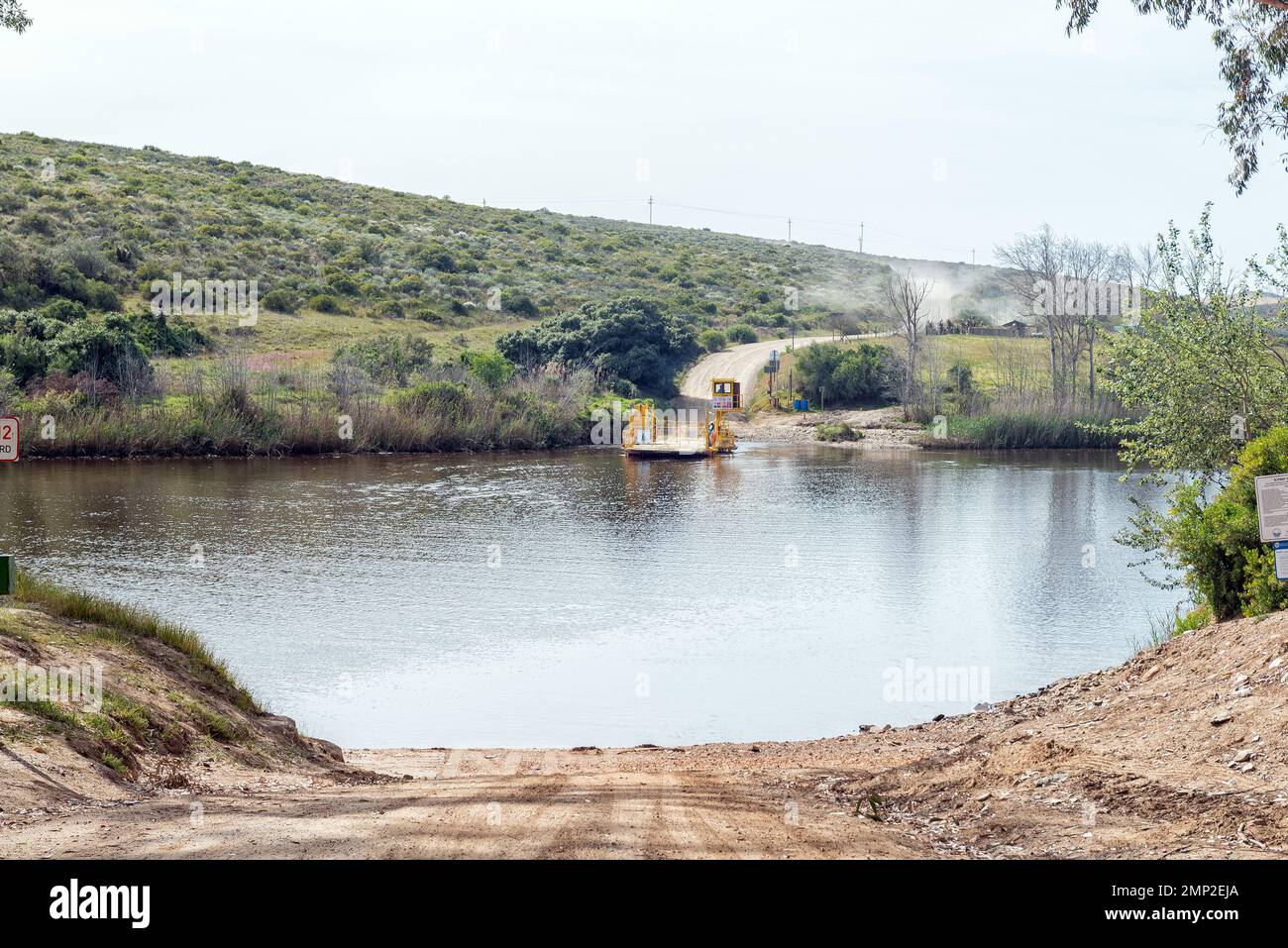 Malagas, South Africa - Sep 24, 2022: The ferry over the Breede River ...