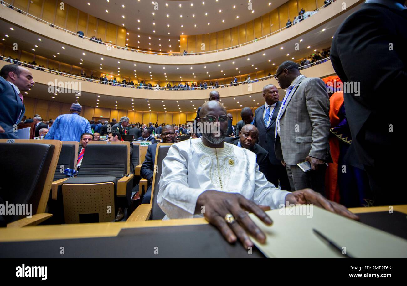 Liberia's recently-elected President George Weah attends the opening ceremony of the African ...
