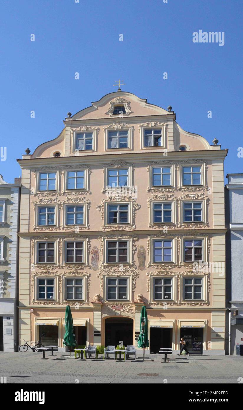 Germany, Bavaria, Ingolstadt: the Rococo facade of Ickstatt House ...