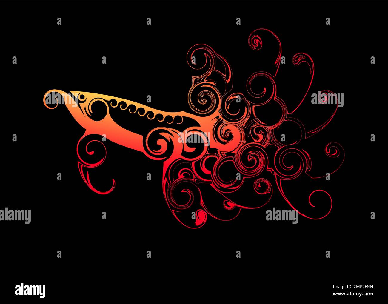 Beautiful Abstract Super Red Arowana Fish or Dragon Fish Silhouette ...