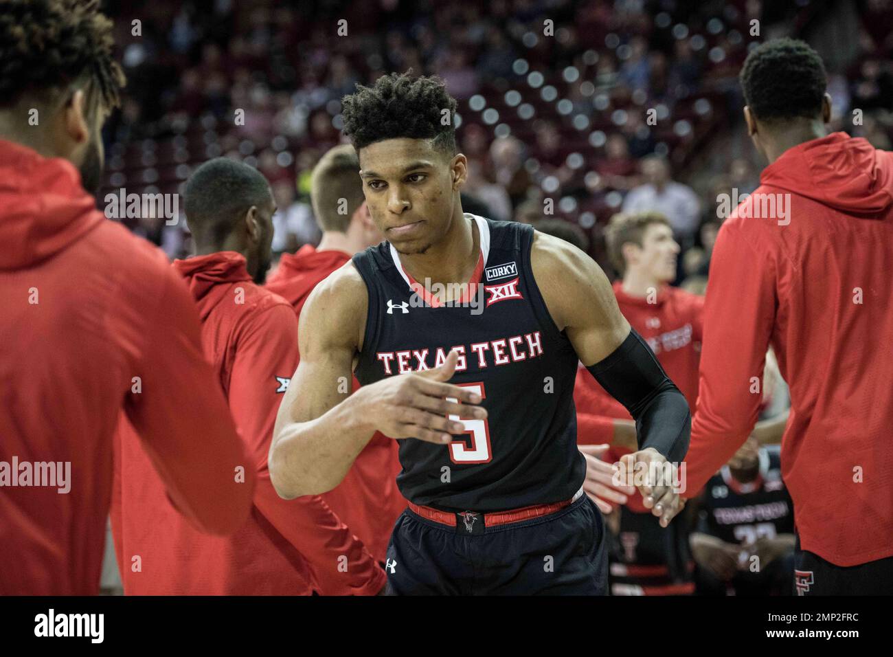 Texas Tech guard Justin Gray (5) is introduced before an NCAA college ...
