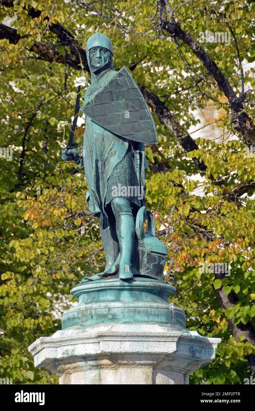 Germany, Bavaria, Ingolstadt: statue of Emperor Ludwig the Bayer, who ...