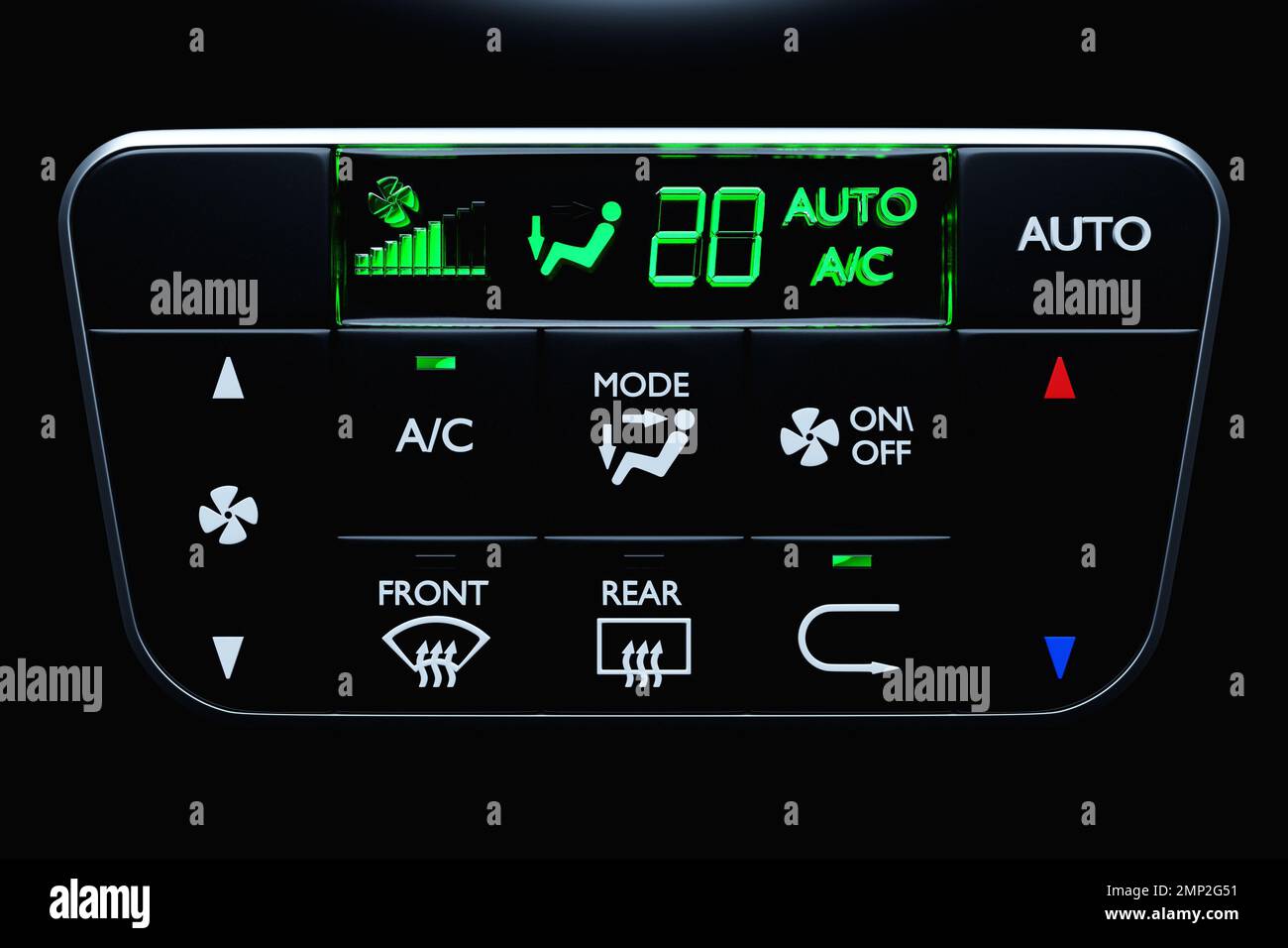 Conditioner and air flow control in a modern car on black isolated ...
