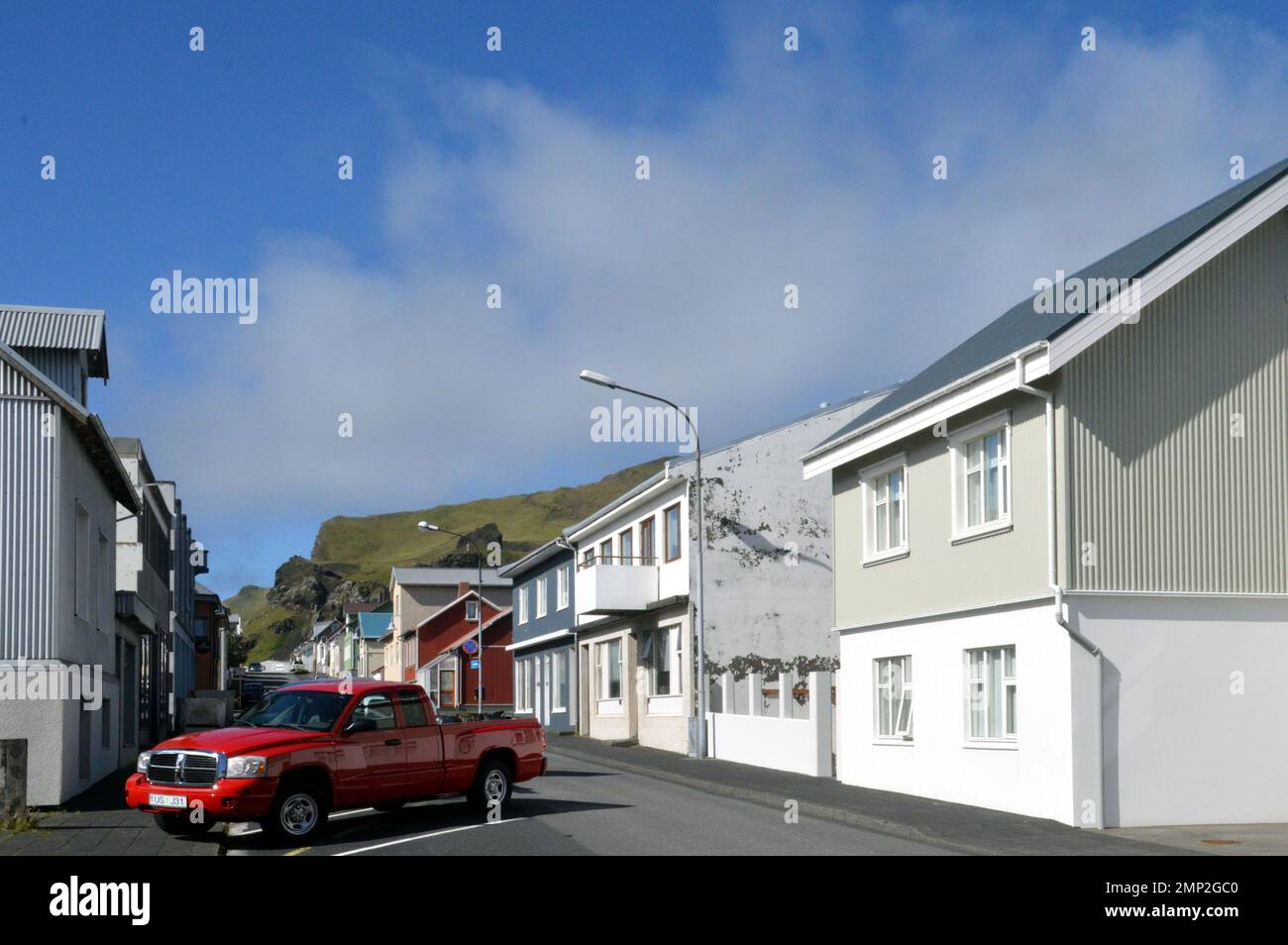 Iceland, Island of Heimaey: a typical street, running north from the ...