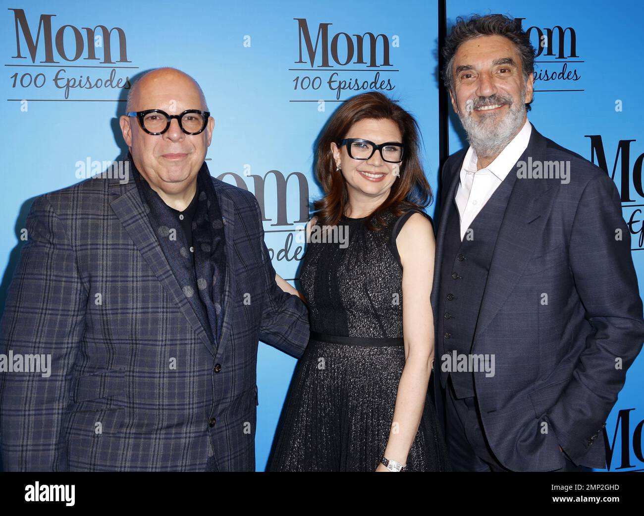 Eddie Gorodetsky, from left, Gemma Baker and Chuck Lorre arrive at the ...