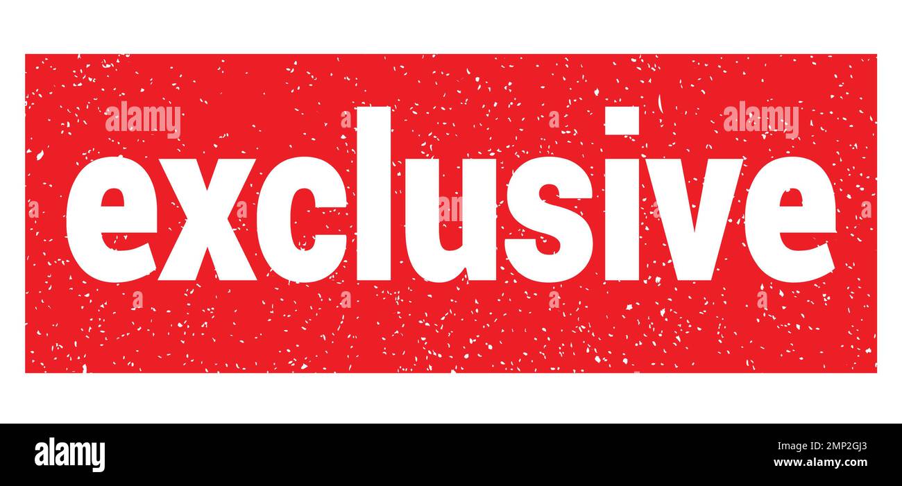 exclusive text written on red grungy stamp sign Stock Photo - Alamy