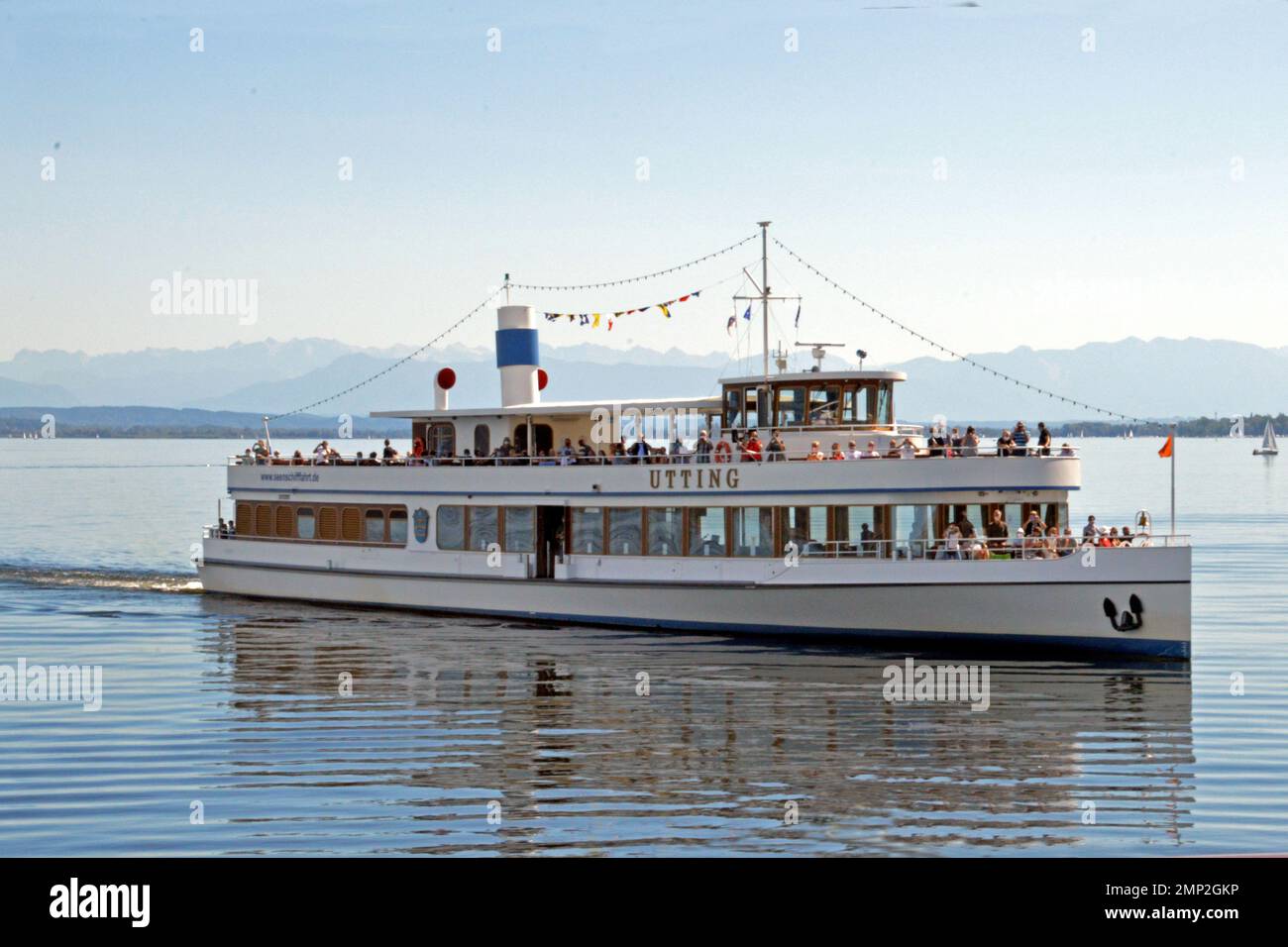 Germany, Upper Bavaria, Herrsching: MV Utting pleasure cruiser of ...