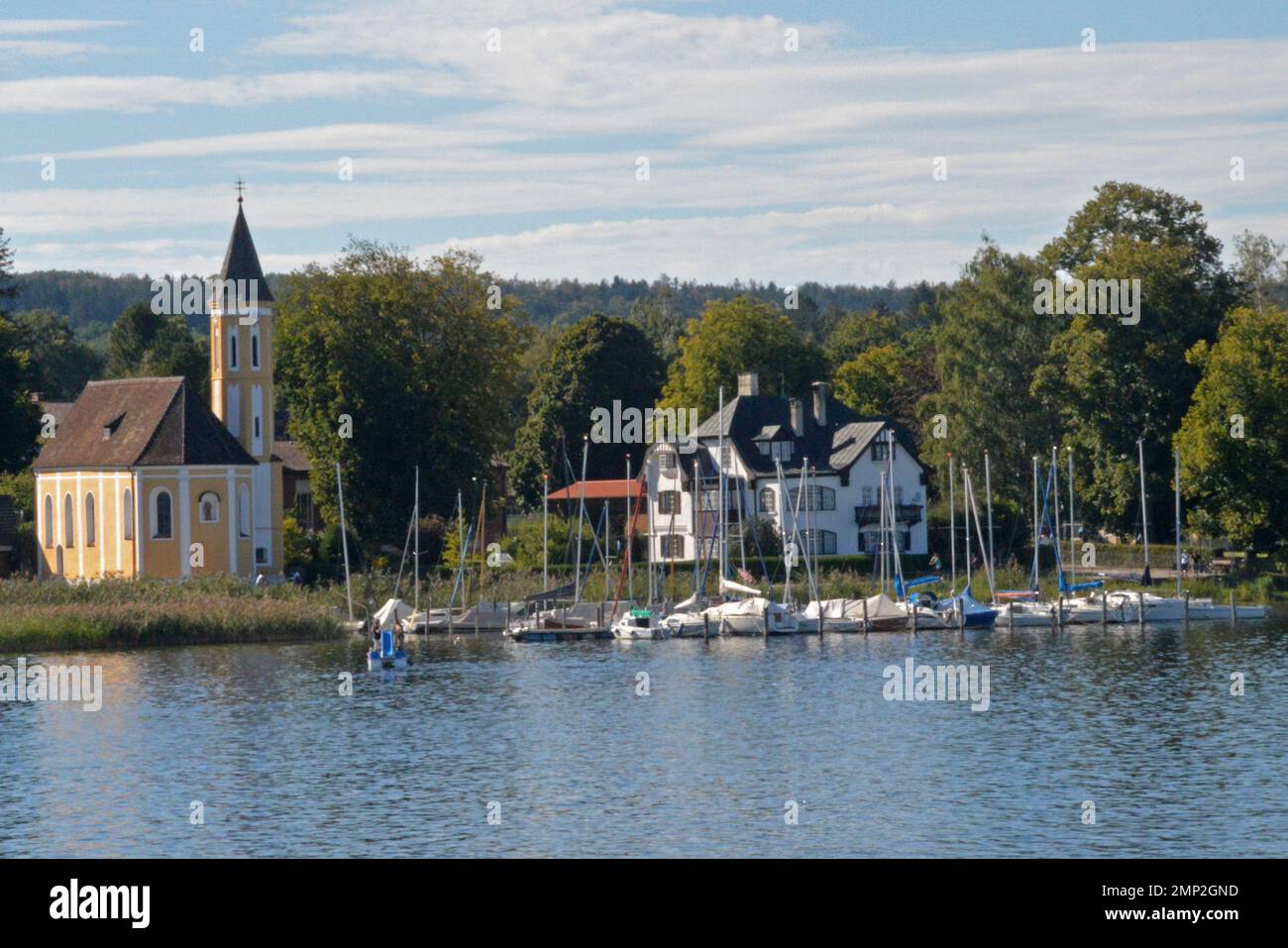 Germany, Upper Bavaria, Diessen: view of the church of St. Alban and ...