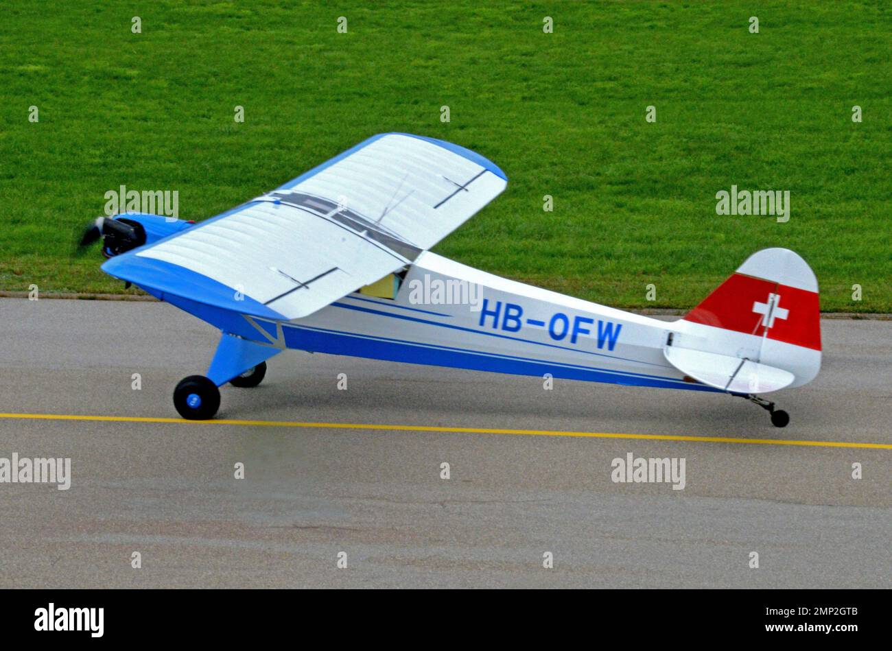 Germany, Bavaria, Augsburg: HB-OFW Piper J3C-90 Cub (c/n 12273) at ...