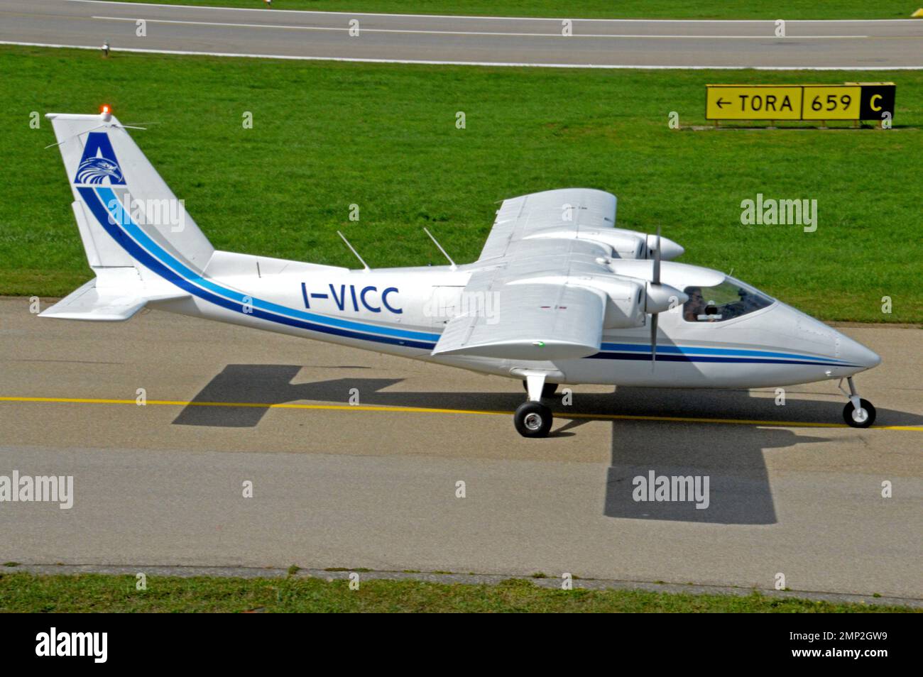 Germany, Bavaria, Augsburg: I-VICC Partenavia P.68B Victor (c/n 16) at ...