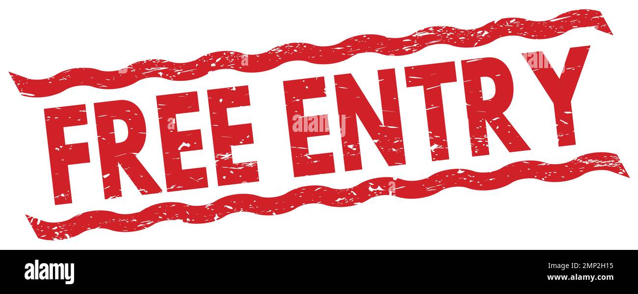 FREE ENTRY text written on red lines stamp sign Stock Photo - Alamy